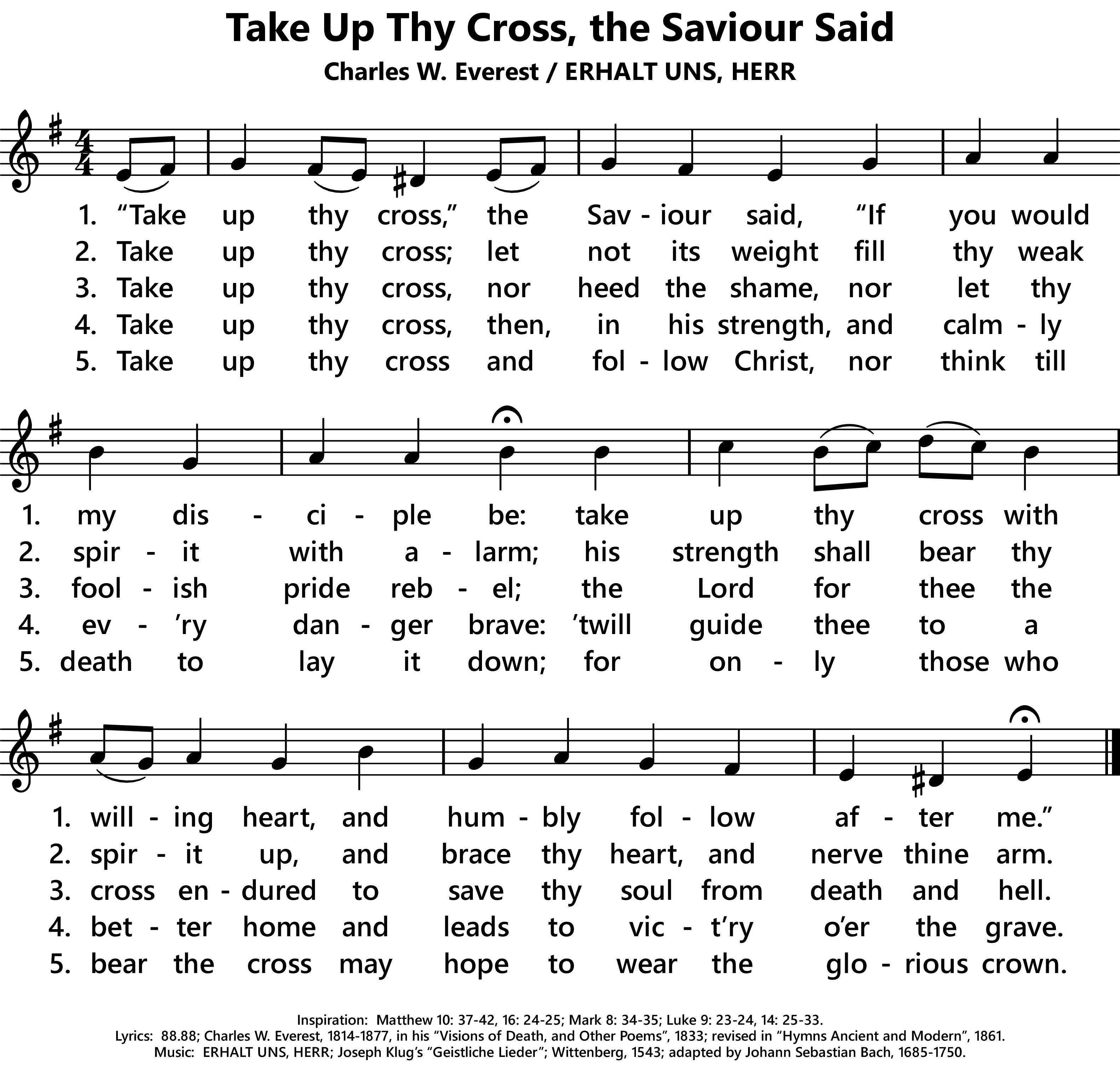 Take Up Thy Cross, the Saviour Said [Charles Everest]